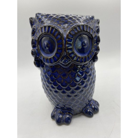 Accents | Chunky Blue Hoot Owl Vtg Black Outline Figurine | Poshmark